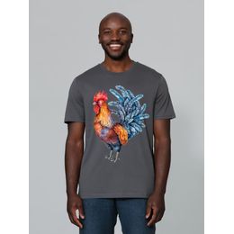 wat? Apparel T-Shirt Grimmiger Gockel in Grau | Gr.: 46