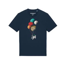 wat? Apparel T-Shirt Balloon Spaceman in Dunkelblau | Gr.: 54