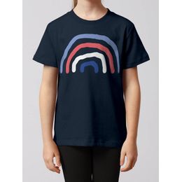 wat? Apparel T-Shirt Regenbogen in Dunkelblau | Gr.: 134-146