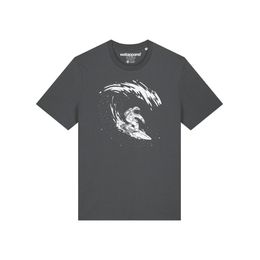 wat? Apparel T-Shirt Surfing Spaceman in Grau | Gr.: 46