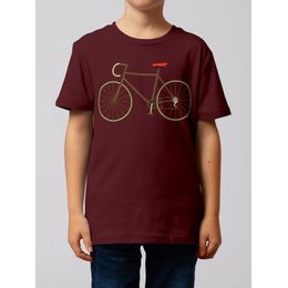 wat? Apparel T-Shirt Fahrrad in Weinrot | Gr.: 152-164