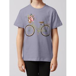 wat? Apparel T-Shirt Fahrrad mit Blumen in Lavender | Gr.: 110/116
