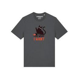 wat? Apparel T-Shirt Cat in Grau | Gr.: 46