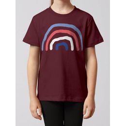 wat? Apparel T-Shirt Regenbogen in Weinrot | Gr.: 134-146
