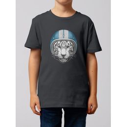 wat? Apparel T-Shirt Racing Tiger in Grau | Gr.: 134-146