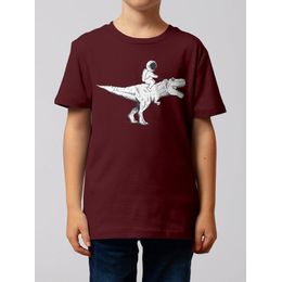 wat? Apparel T-Shirt Astronaut on T-Rex in Weinrot | Gr.: 110/116