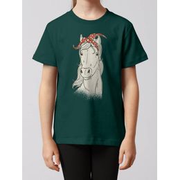wat? Apparel T-Shirt Pferd in Dunkelgr&uuml;n | Gr.: 110/116