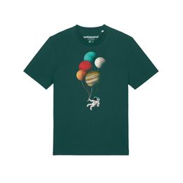wat? Apparel T-Shirt Balloon Spaceman in Dunkelgr&uuml;n | Gr.: 54
