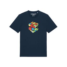 wat? Apparel T-Shirt Pixel Zauberw&uuml;rfel in Dunkelblau | Gr.: 50