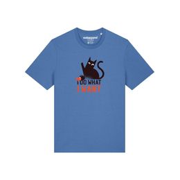 wat? Apparel T-Shirt Cat in Bright Blue | Gr.: 48