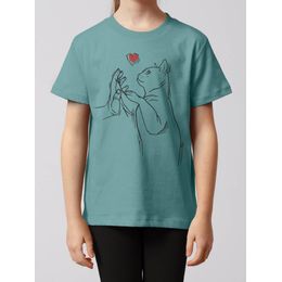wat? Apparel T-Shirt Cathand in Teal Monstera | Gr.: 134-146