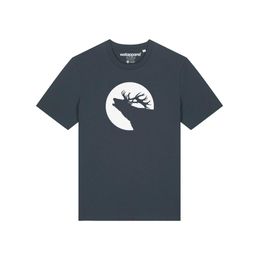 wat? Apparel T-Shirt R&ouml;hrender Hirsch in India Ink Grey | Gr.: 46