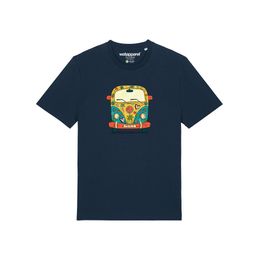 wat? Apparel T-Shirt Hippies Bus in Dunkelblau | Gr.: 56
