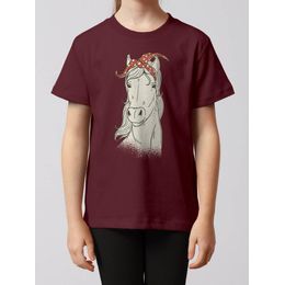 wat? Apparel T-Shirt Pferd in Weinrot | Gr.: 122/128