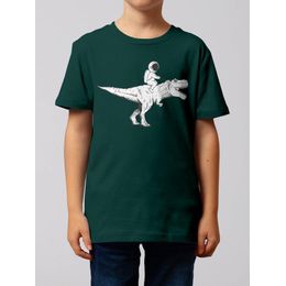wat? Apparel T-Shirt Astronaut on T-Rex in Dunkelgr&uuml;n | Gr.: 134-146