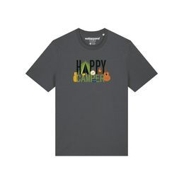 wat? Apparel T-Shirt Happy Camper in Grau | Gr.: 58