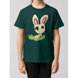 wat? Apparel T-Shirt Osterhase im Gras in Dunkelgr&uuml;n | Gr.: 110/116