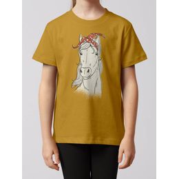 wat? Apparel T-Shirt Pferd in Ocker | Gr.: 110/116