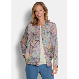 GOLDNER Kurzgr&ouml;&szlig;e: Satinjacke mit Patch-Design in salbei / ros&eacute; / gemustert | Gr.: 22