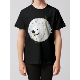 wat? Apparel T-Shirt Planet mit Eis in Schwarz | Gr.: 98/104