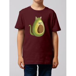 wat? Apparel T-Shirt Avocato in Weinrot | Gr.: 134-146