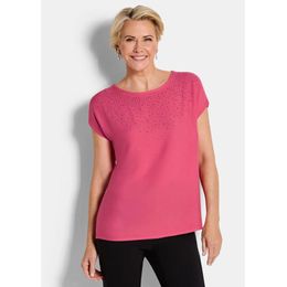 GOLDNER Kurzgr&ouml;&szlig;e: Elegante Viskosebluse mit Glitzer in ros&eacute; | Gr.: 21