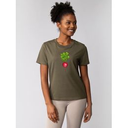 wat? Apparel T-Shirt Radieschen in Khaki | Gr.: 34