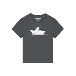 wat? Apparel T-Shirt Astronaut in paper boat in Grau | Gr.: 34