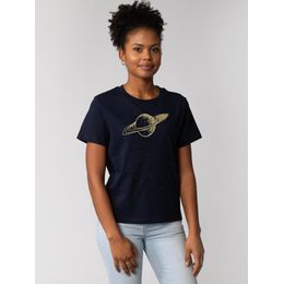 wat? Apparel T-Shirt Saturn in Dunkelblau | Gr.: 40