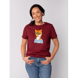 wat? Apparel T-Shirt Fuchs in Weinrot | Gr.: 34