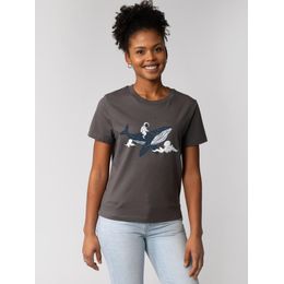 wat? Apparel T-Shirt Spacewhale in Grau | Gr.: 38