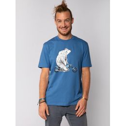 wat? Apparel T-Shirt B&auml;r auf Bike in Bright Blue | Gr.: 48