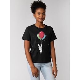 wat? Apparel T-Shirt Little Balloon Astronaut in Schwarz | Gr.: 40