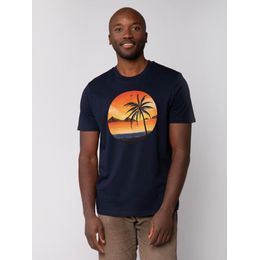 wat? Apparel T-Shirt Sunset on palm beach in Dunkelblau | Gr.: 60