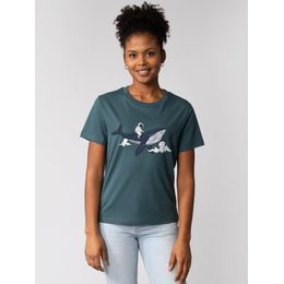 wat? Apparel T-Shirt Spacewhale in Petrol | Gr.: 38