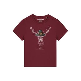 wat? Apparel T-Shirt [#afts] Hirsch in Weinrot | Gr.: 38