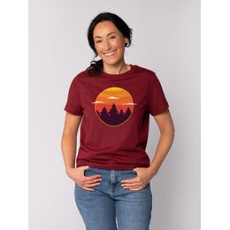 wat? Apparel T-Shirt Sunset forest in Weinrot | Gr.: 36