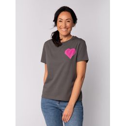 wat? Apparel T-Shirt Pink Heart in Grau | Gr.: 40