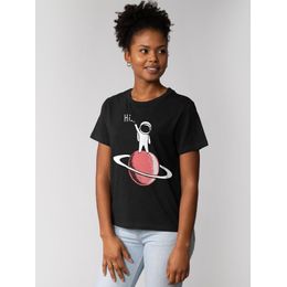 wat? Apparel T-Shirt Astronaut says Hi in Schwarz | Gr.: 34