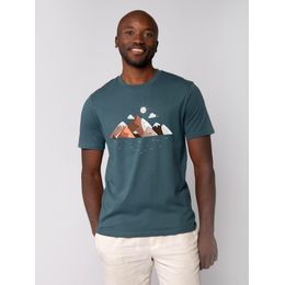 wat? Apparel T-Shirt Mountains & Moon in Petrol | Gr.: 46