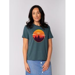 wat? Apparel T-Shirt Sunset forest in Petrol | Gr.: 34