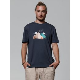 wat? Apparel T-Shirt Night & Clouds in India Ink Grey | Gr.: 46