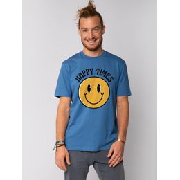 wat? Apparel T-Shirt Happy times smiley emoji in Bright Blue | Gr.: 52