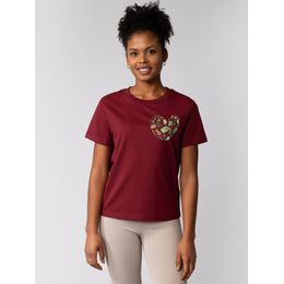 wat? Apparel T-Shirt Gartenliebe in Weinrot | Gr.: 34