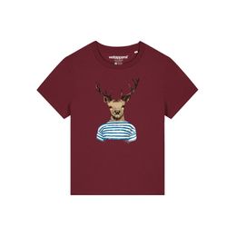 wat? Apparel T-Shirt Hirsch in Weinrot | Gr.: 38