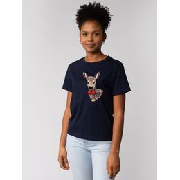 wat? Apparel T-Shirt Rehkitz in Dunkelblau | Gr.: 36