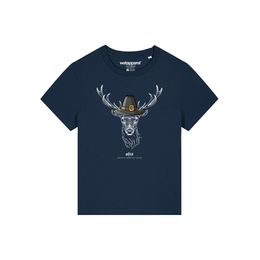 wat? Apparel T-Shirt [#afts] Hirsch in Dunkelblau | Gr.: 36