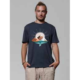 wat? Apparel T-Shirt Sunrise & Lake in India Ink Grey | Gr.: 54