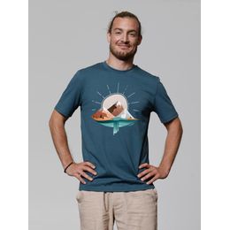 wat? Apparel T-Shirt Sunrise & Lake in Petrol | Gr.: 52