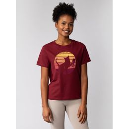 wat? Apparel T-Shirt Sunset Katze & Rotwein in Weinrot | Gr.: 42